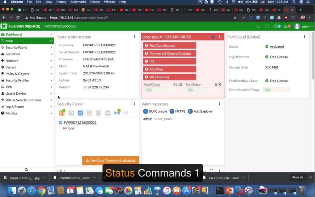 12- دوره آموزشی FortiGate Administration - دستورات System Status – قسمت اول